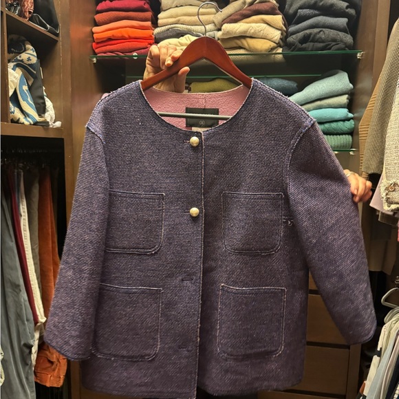 CHANEL | Jackets & Coats | Chanel Purple Tweed Jacket | Poshmark